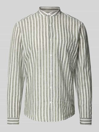 Lindbergh Slim Fit Freizeithemd mit Brusttasche aus Leinen-Baumwoll-Mix