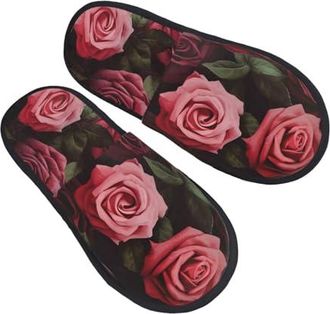 Generic Pantoufles En Coton Fond De Roses Portative Slippers Antidérapantes Pantoufles Pour Unisex Chambre Outdoor L