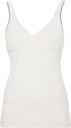 Brunello Cucinelli D&eacute;bardeur &agrave; cha&icirc;ne Monili - Femme - Tops - Blanc - Taille: 40 FR