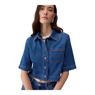 Liu Jo Femme, Blouses et Chemises, Bleu, Taille: 40 FR Chemise en jean bleu