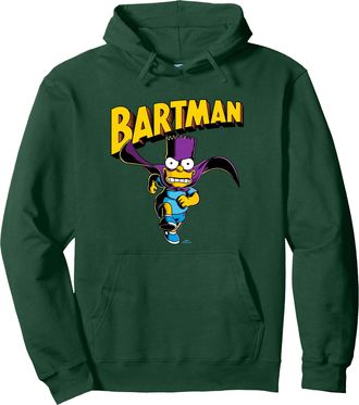 The Simpsons Bart Simpson Bartman Running Super Hero Logo Pullover Hoodie
