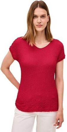 Cecil B323519 T-Shirt structur&eacute;, Rouge Pomme glac&eacute;, L Femmes