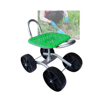 Generic Rollbarer Gartenarbeitshocker Mit R&auml;dern, Verstellbarer Hockerwagen 22-36 cm H&ouml;he Und 360&deg; Drehfunktion, for Die Gartenarbeit Im Freien(Green)