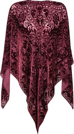 Etro Femme, Vestes, Rouge, Taille: ONE Size Bordeaux Paisley Jacquard Velvet Poncho