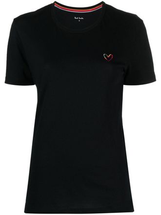 Paul Smith T-Shirt mit Swirl Heart-Stickerei - Schwarz