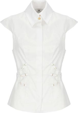 Elisabetta Franchi Femme, Blouses et Chemises, Blanc, Taille: 40 FR Chemise en coton
