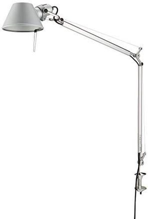 Artemide Tolomeo Tavolo Tischlampe. Hochwertige Tischleuchte aus Aluminium mit Klemme. Made in Italy, L78 H64,5 H max 129 cm, Silber