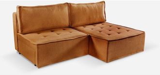 KAISER Bohoo Mini modernes Ecksofa mit Schlaffunktion Ziegel Rechts
