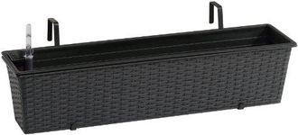 Gartenfreude Polyrattan Balkonkasten Blumenkasten inkl. Aufhängung, 80 x 19 x 18 cm, mit Bewässerungssystem, anthrazit