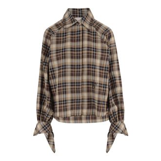 Patou Blouse &agrave; Manches Nou&eacute;es &agrave; Carreaux - Femme - Blouses et Chemises - Multicolore - Taille: 42 FR