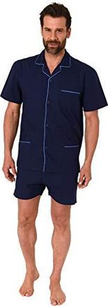 Normann 105 91 120 Short classique à manches courtes pour homme avec haut à boutons, Pyjama - Bleu - XXXX-Large