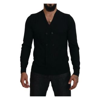 Dolce & Gabbana Homme, Pulls, Noir, Taille: L Cashmere Cardigan
