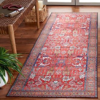 Safavieh Traditionell Teppich für Maschinenwaschbar und rutschfest - Ideal für stark frequentierte Bereiche - Tucson Collection, Kurzer Flor, Beige und Grau, 1