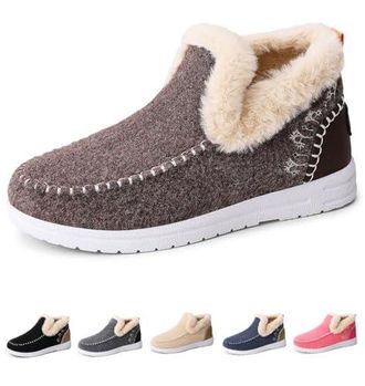 Generic Bottes orthop&eacute;diques confortables en polaire &agrave; enfiler, pour homme et femme, chaussures plates avec doublure en peluche, confortables, chaudes et anti