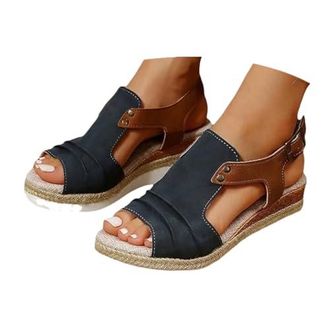 Generic Sandales compens&eacute;es pour femme - Sandales orthop&eacute;diques pour femme - Espadrilles confortables - Chaussures d&eacute;t&eacute; habill&eacute;es - Bout ouvert - Sangle de ch