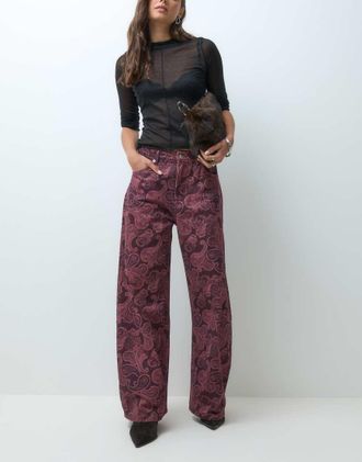 Reclaimed Vintage Baggy-Jeans mit Paisley-Print-Multi