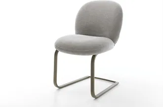 DELIFE Freischwinger Nube-Flex Strukturstoff Soft Grau Freischwinger flach Effektfinish Titan Taschenfederkern, Esszimmerst&uuml;hle