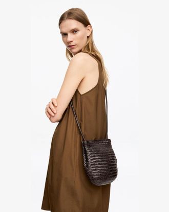 Arket Umh&auml;ngetasche Aus Leder -Braun