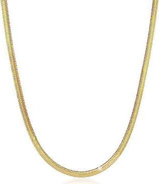 Elli PREMIUM Collier Chaîne de serpent plate et élégante en argent 925 plaqué or à chevrons