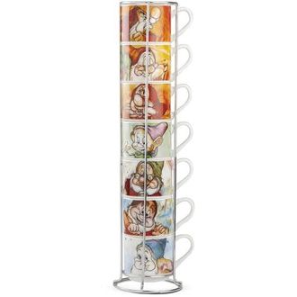 Egan Lot de 7 Porcelaine tasses &agrave; caf&eacute; sept nains + Metalrack