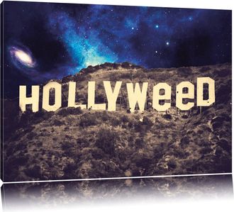 Pixxprint Hollyweed, Größe: 120x80cm, Leinwandbild, fertig gespannt, Wandbild, Dekoration, Kunstdruck, kein Poster