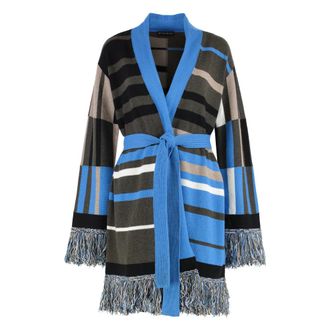 Etro Maxi Wollmischung Cardigan mit Fransen - - Knitwear - Damen - Mehrfarbig - S