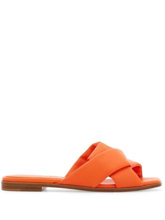 Ferragamo claquettes en cuir Origami &agrave; d&eacute;tail de noeud - Orange