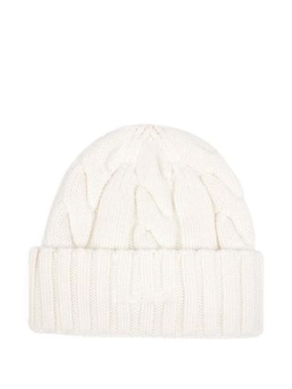 MC2 Saint Barth bonnet en maille torsad&eacute;e &agrave; design c&ocirc;tel&eacute; - Blanc