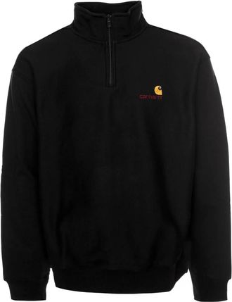 Carhartt Work in Progress Homme, Sweatshirts et sweats &agrave; capuche, Noir, Taille: 2XL Half Zip American Script SweaT-shirt