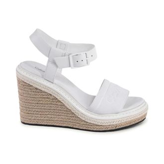 Calvin Klein Femme, Chaussures, Blanc, Taille: 37 EU Sandales Espadrilles en Cuir Blanc