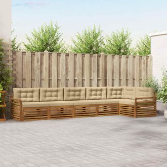vidaXL Vidaxl Set Di Divani Da Esterno 6 Pz Naturale E Beige