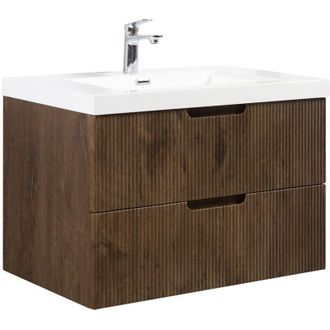 Badplaats Badplaats - Badezimmer Badm&ouml;bel-Set Thermis 80 cm - Dunkel Braun - Badezimme