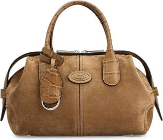 Tod's Croc-effect Panelled Suede Tote Bag