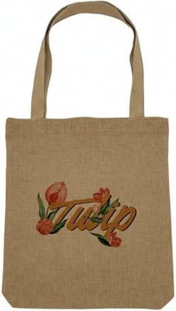 Fabulous Sac Shopping Tote Bag Aspect Lin - Tulip Flowers Minimalist Chic Garden Love - Sac de Courses Toile Epaisse 360g Beige Naturel Cabas Port&eacute; Epaule Soli
