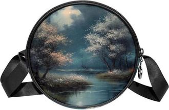 Generic Petit sac &agrave; bandouli&egrave;re Circle pour femme, petit sac &agrave; bandouli&egrave;re avec fermeture &eacute;clair, bretelles r&eacute;glables, sac &agrave; main rond d&eacute;contract&eacute; pour femmes
