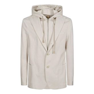 Eleventy Homme, Vestes, Beige, Taille: XL Single-Breasted Jersey Jacket