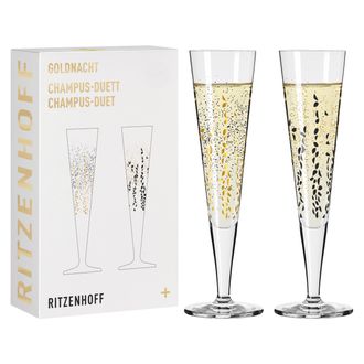 Ritzenhoff Ritzenhoff 6031005 Champagnerglas 200 ml - Serie Goldnacht Duett - 2x Designerst&uuml;ck mit Echt-Gold - Made in Germany