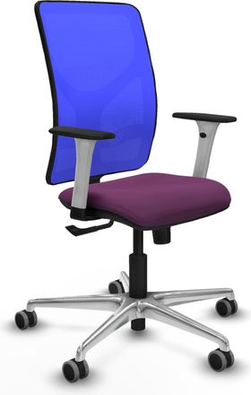 Piqueras y Crespo Atmungsaktiver B&uuml;rostuhl mit wei&szlig;en und schwarzen Armlehnen, h&ouml;henverstellbare Lendenwirbelst&uuml;tze, ausgestattet mit 3 Positionen, Blau/Violett