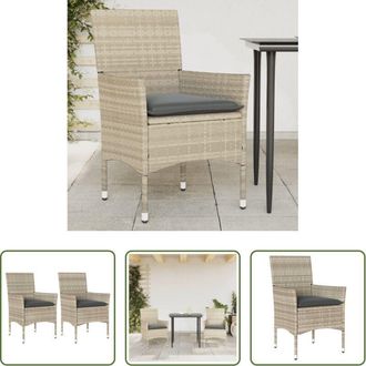 vidaXL Sitzkissen - Gartenst&uuml;hle mit Kissen 2 Stk. Hellgrau Poly Rattan