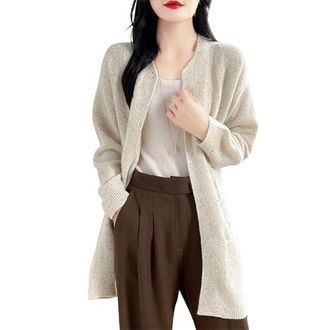 Generic Cardigan dhiver 100 % laine pour femme - Col rond - Tendance - Long et ample - Tricot doux - Grande taille, Huabai, Taille S