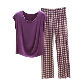 Generic Ensemble 2 pi&egrave;ces pour femme - Tenue d&eacute;t&eacute; sans manches &agrave; col rond - Pantalon court &agrave; jambes larges - Tenues de vacances - Surv&ecirc;tement pour femme - Pan