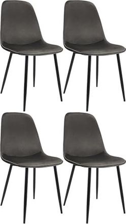 Clp Chaise de Salle &agrave; Manger, Lot de 4, rembourr&eacute;es Maryam, Chaise de Cuisine avec Dossier, capacit&eacute; 150 kg pour Cuisine, Salon et Chambre, Couleur:Anthra