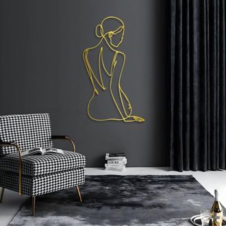 Generic Moderne minimalistische Metallwandkunst Linie, Wanddekoration f&uuml;r Frauen, Dekoration des weiblichen K&ouml;rpers, abstraktes Motiv f&uuml;r Wohnzimmer, Schlafzi