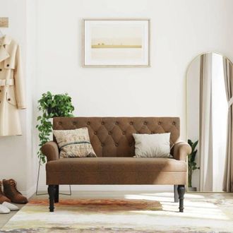vidaXL Vidaxl - Banc avec dossier marron 120x62x75,5 cm similicuir daim
