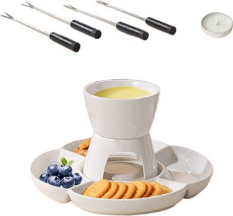 Generic Schokoladen-Fondue-Set, interaktives Keramik-Fondue-Set mit Gabel und Tablett, Kerzenw&auml;rmer mit geschmolzener Schokolade f&uuml;r Snack