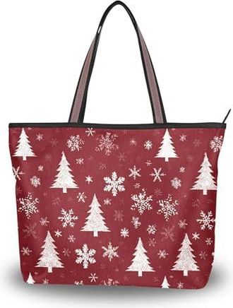 Alaza Grand sac fourre-tout, sac à bandoulière pour femme, sac à main décontracté de grande capacité, sac de courses avec poches zippées, taille L, Arbres A