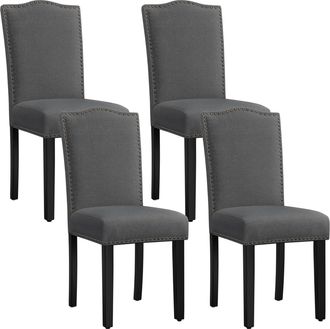 Yaheetech 4er Set Esszimmerst&uuml;hle K&uuml;chenst&uuml;hle mit Nieten Vielseitiger Polsterstuhl bis 136 kg Belastbar, Moderner Stuhl f&uuml;rs K&uuml;che/Esszimmer/Restaurant Dunkelg