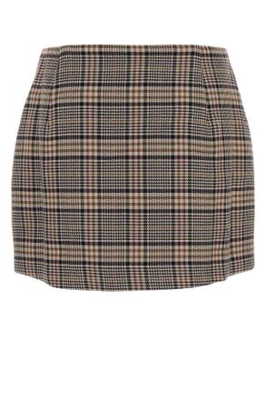 Anine Bing Womens Embroidered Viscose Blend Tierra Mini Skirt Beigeandnavychecks Gonne