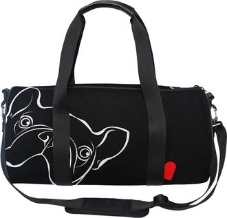 Mnsruu Reisetasche mit französischer Bulldogge, Uni, hohe Kapazität, großes Gepäck, Sporttasche, Schwarz