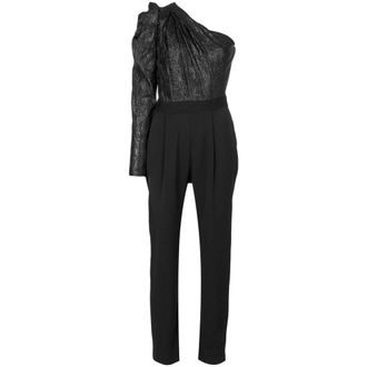 Michael Kors Femme, Combinaisons et Ensembles, Noir, Taille: 42 FR Combinaison M&eacute;tallis&eacute;e Jacquard Asym&eacute;trique